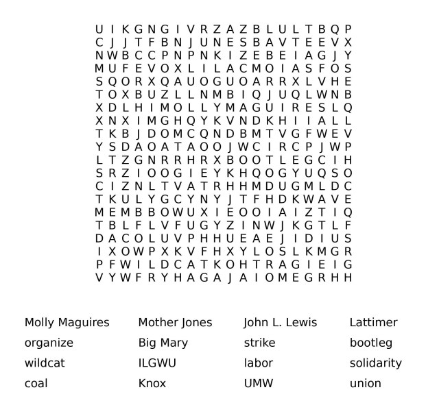Word Search | Anthracite Unite